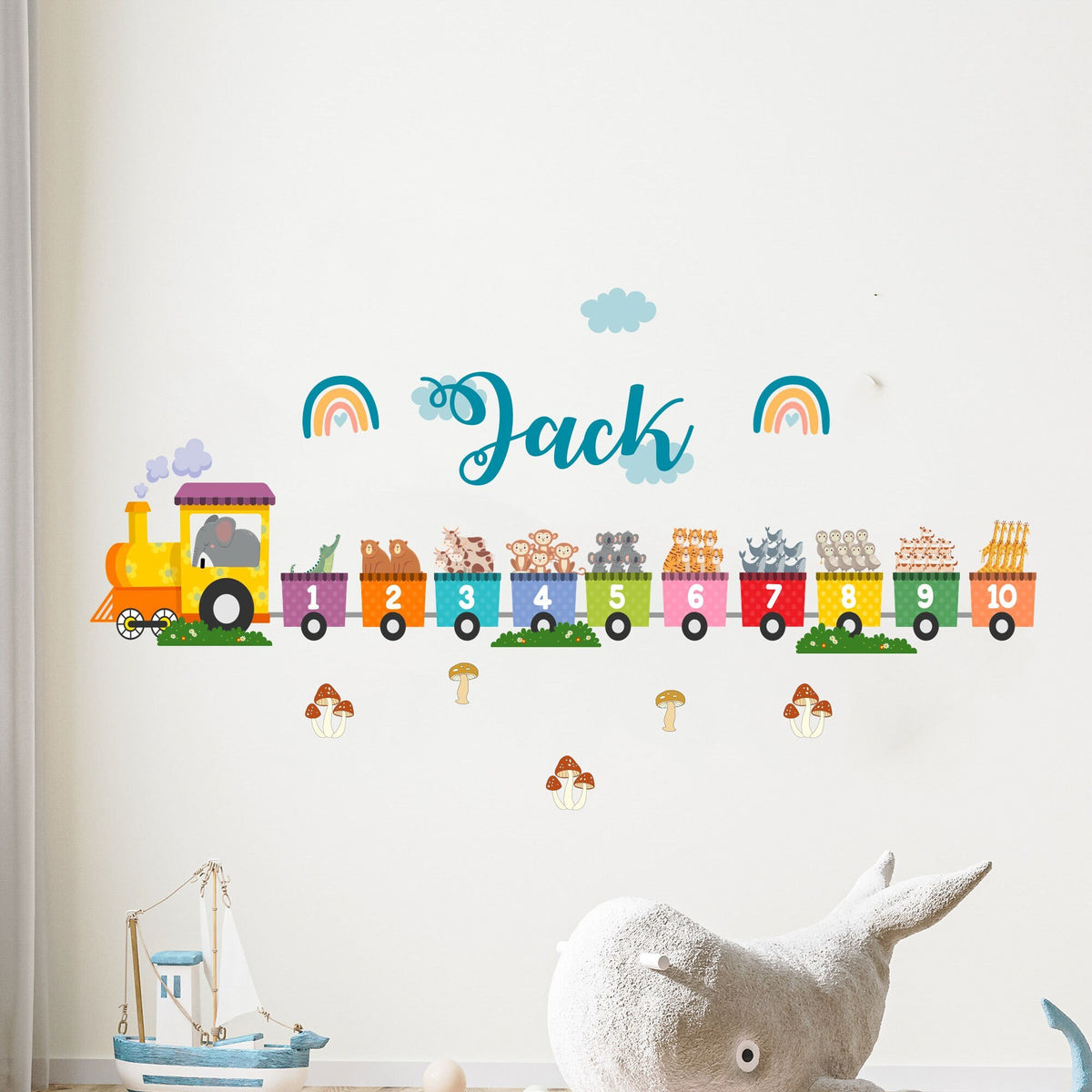 Custom Name Number and Animal Train Wall Stickers – JR Decal Wall Stickers