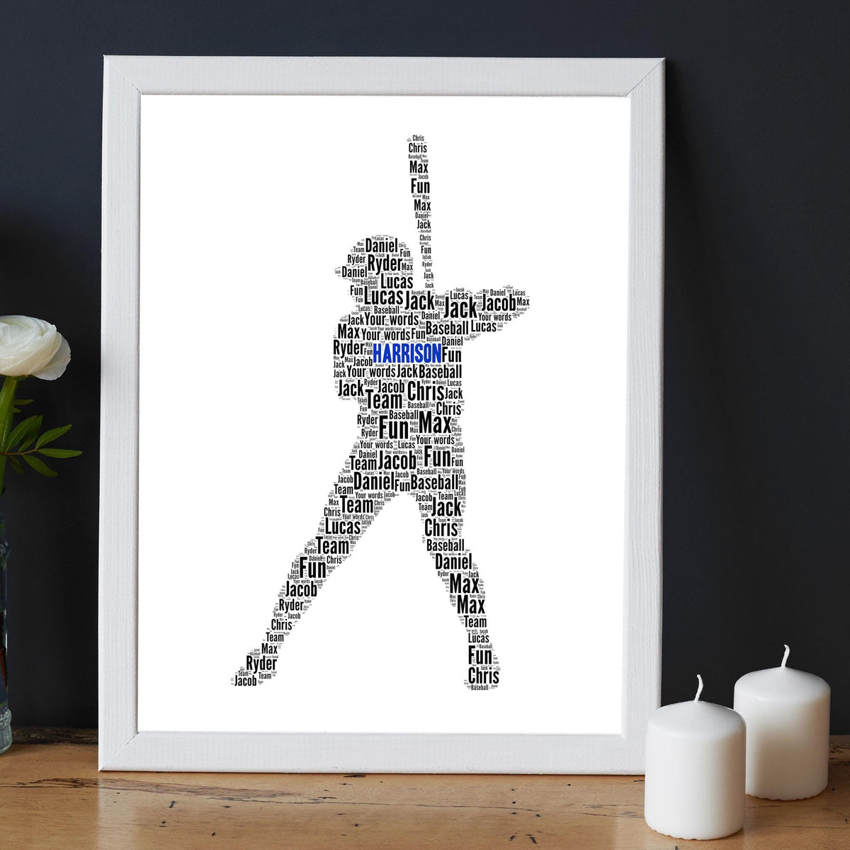Personalised Baseball Player Word Art print Gift – JR Decal Wall Stickers
